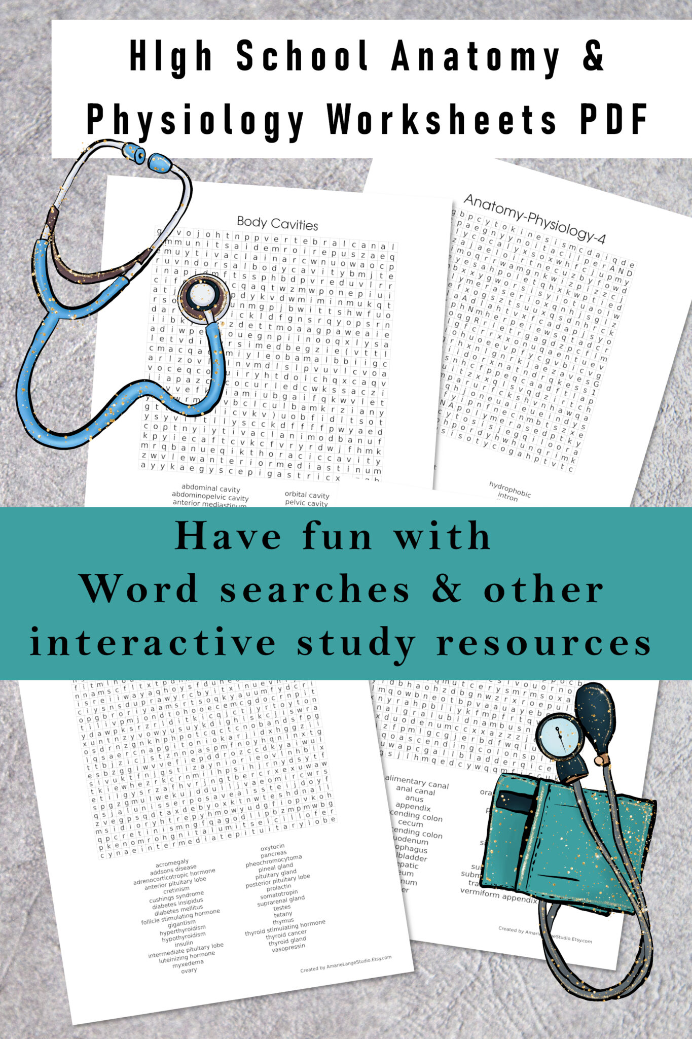 High School Anatomy and Physiology Worksheets PDF – Word Searches ...